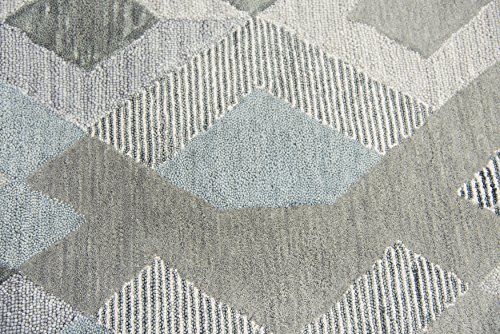Rizzy Home | ID927A | Idyllic Collection | Wool Area Rug | 8' x 10' | Natural /Gray/Rust/Blue Geometric