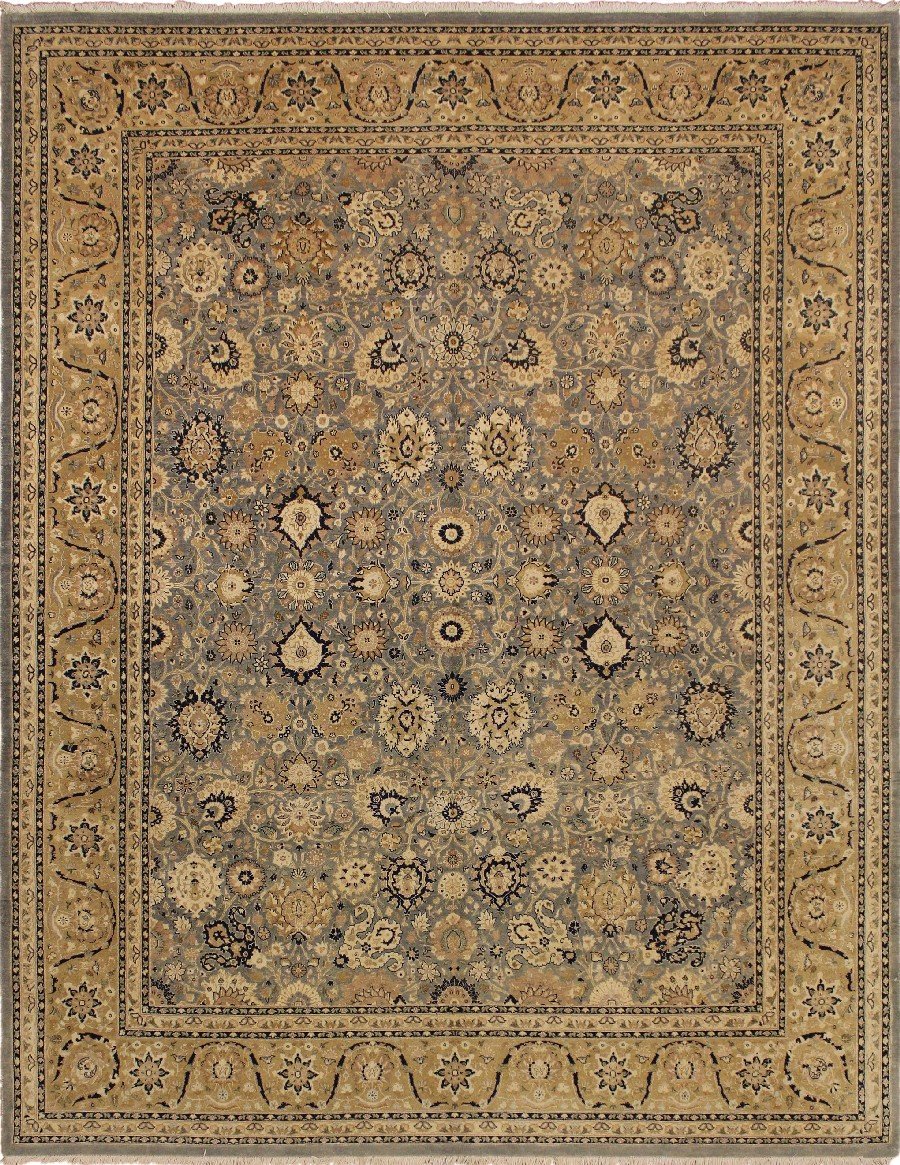 Noori Rug Hand Knotted Area Rug 8'1" x 10'4" Gray/Gold