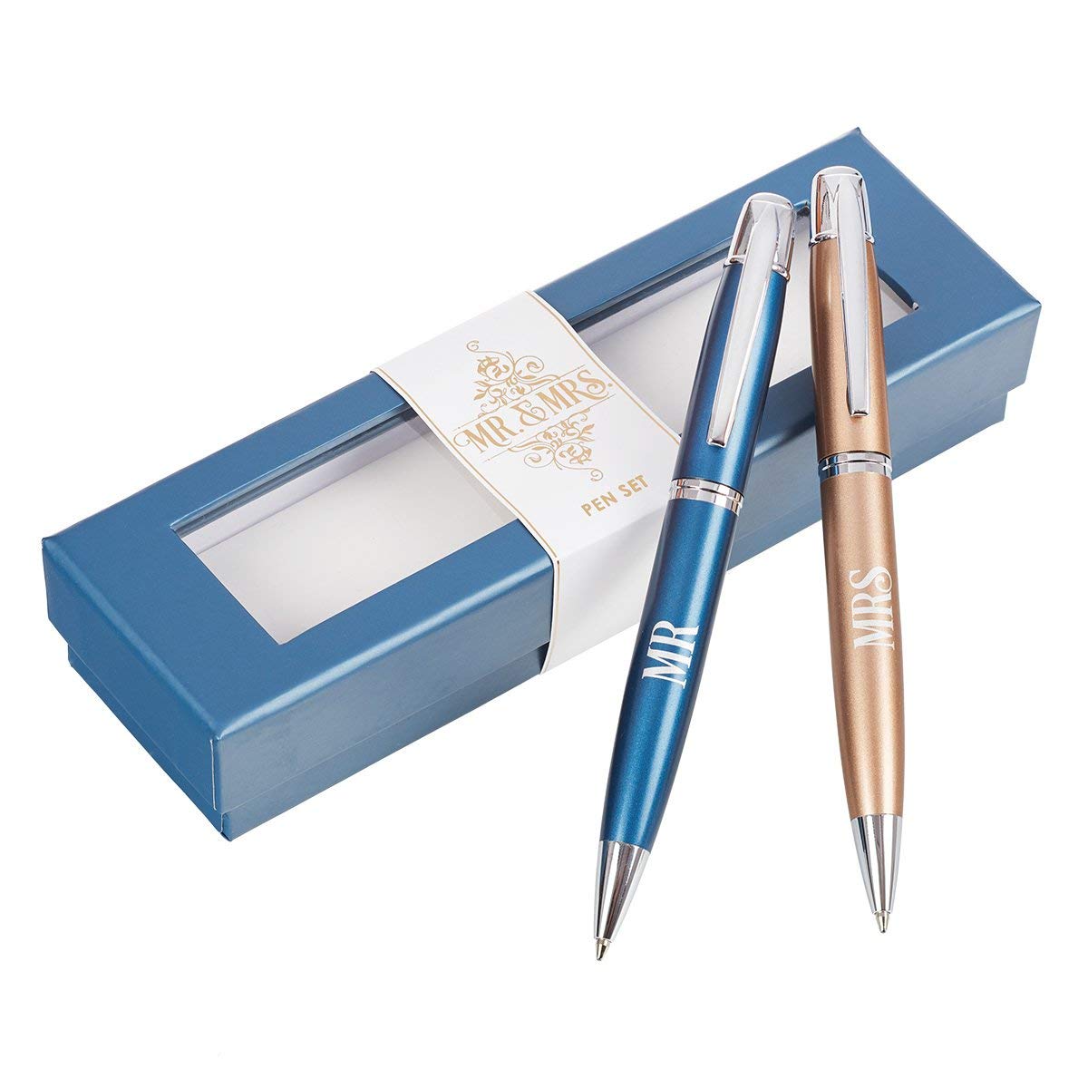 Christian Art Gifts - Mr. and Mrs. Ballpoint Pen Set for Couples | Matching His and Hers Scripture Pens with 1 Peter, 1 Corinthians Bible Verse | Black Ink
