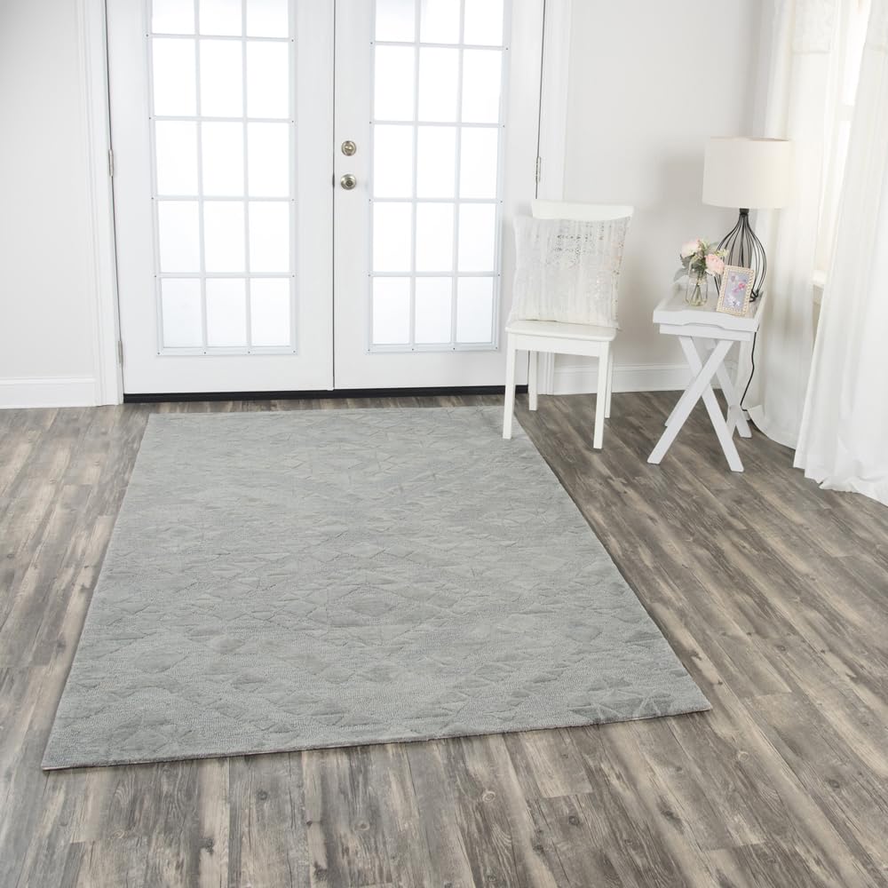 Rizzy Home | FA114B | Fifth Avenue Collection | Wool Area Rug | 8' x 10' | Grey/Gray/Rust/Blue Diamond