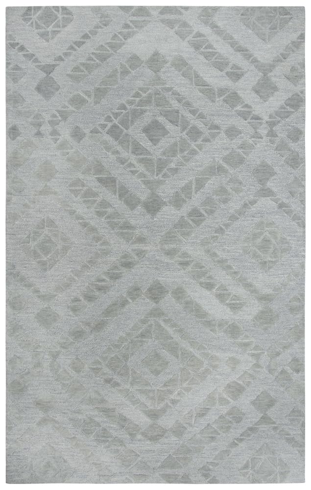 Rizzy Home | FA114B | Fifth Avenue Collection | Wool Area Rug | 8' x 10' | Grey/Gray/Rust/Blue Diamond