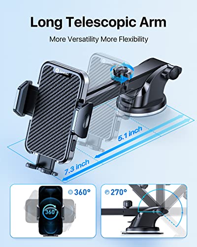 andobil Windshield Car Phone Holder [Super Suction Cup, Military Sturdy] Ultra Stable 3 in 1 Cell Phone Mount for Car Dashboard Vent Fit for iPhone 14 13 12 Pro Max Plus Samsung S23 S22 All Phones