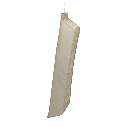 Household Essentials Lingerie Hanging Organizer, 37 Poly-Cotton Blend Fabric Pockets, 24 Small, 9 Medium and 4 Large, Great for Rod or Wire Closets, Natural