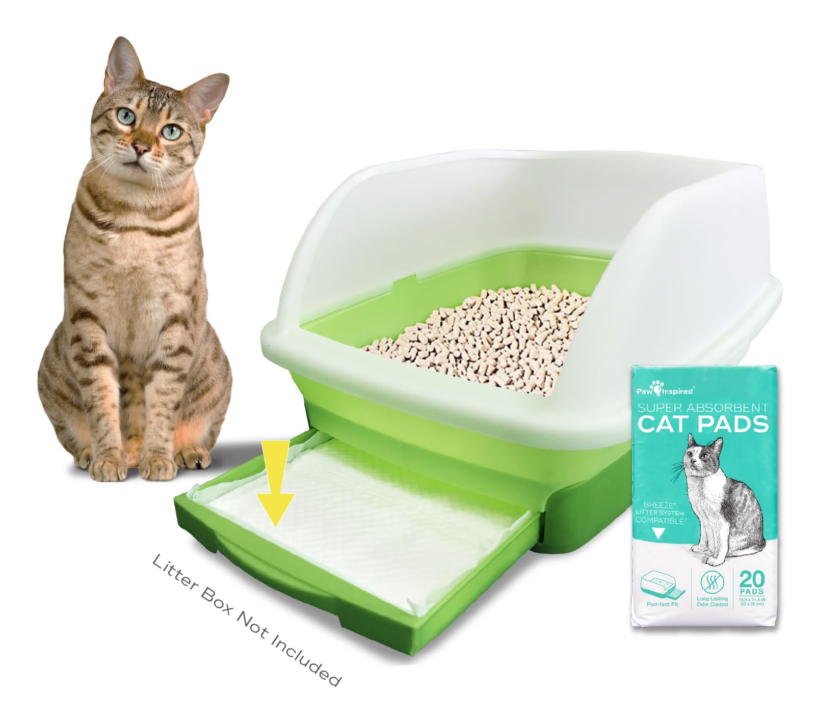 Peritas Cat Pads | Generic Refill for Breeze Tidy Cat Litter System | Cat Liner Pads for Litter Box | Quick-Dry, Super Absorbent, Leak Proof | 16.9"x11.4" (Original, 20 Count)