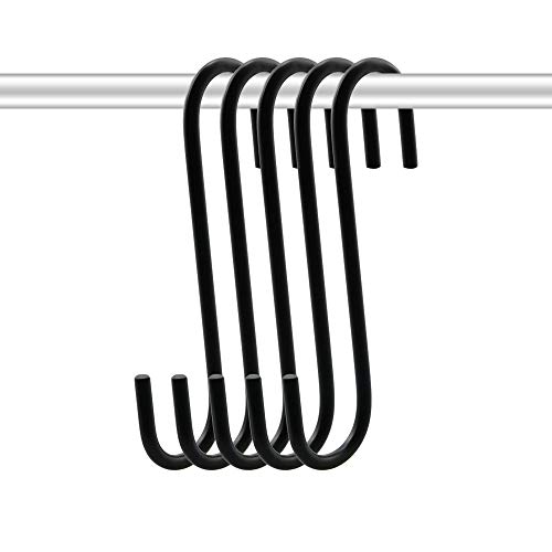 WHYHKJ 10pcs 6" Black Antistatic Coating Steel Hanging Hooks Heavy-Duty S Hooks Home Storage Organizers Accessories