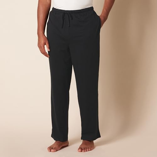 Amazon Essentials Men's Cotton Knit Pajama Pant, Black, Large