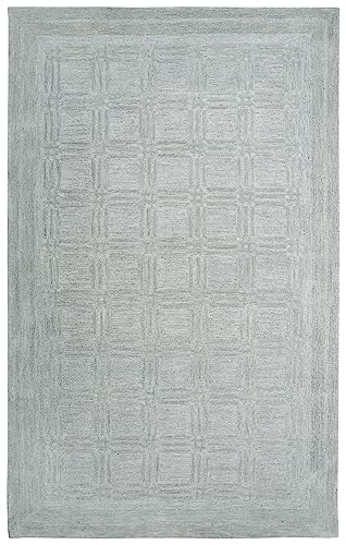 Rizzy Home | FA135B | Fifth Avenue Collection | Wool Area Rug | 8' x 10' | Grey/Gray/Rust/Blue Squares