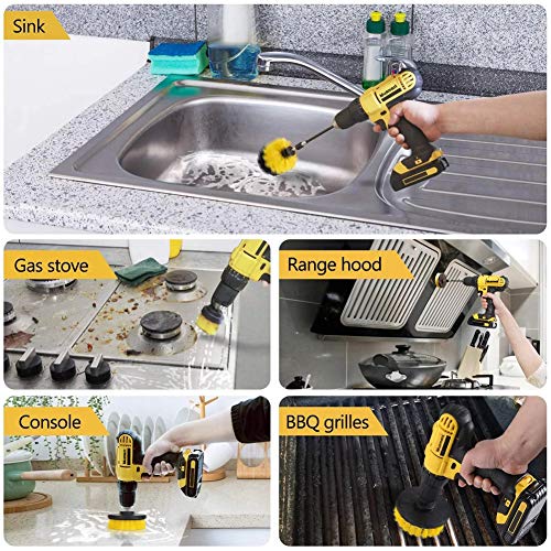 Musment Floor Mats Drill Brush for Car Wash Detailing Attachment Supplies Set Fit Wheel Cleaner ,Tire,Rim,Carpet, Bathroom, Kitchen and Auto Power Scrubber Brush Cleaning Kit