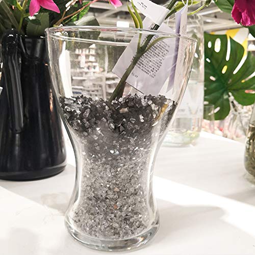 BILLIOTEAM 2.2lb/1000g Decoration Crushed Glass,Reflective White Glass Gravel Pebbles Stone Beads Chips for Platinum Reflective,Resin Art,Fish Tank Aquarium Garden
