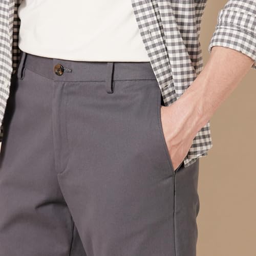 Amazon Essentials Men's Slim-Fit Wrinkle-Resistant Flat-Front Chino Pant, Charcoal, 34W x 30L
