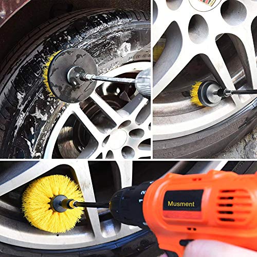 Musment Floor Mats Drill Brush for Car Wash Detailing Attachment Supplies Set Fit Wheel Cleaner ,Tire,Rim,Carpet, Bathroom, Kitchen and Auto Power Scrubber Brush Cleaning Kit