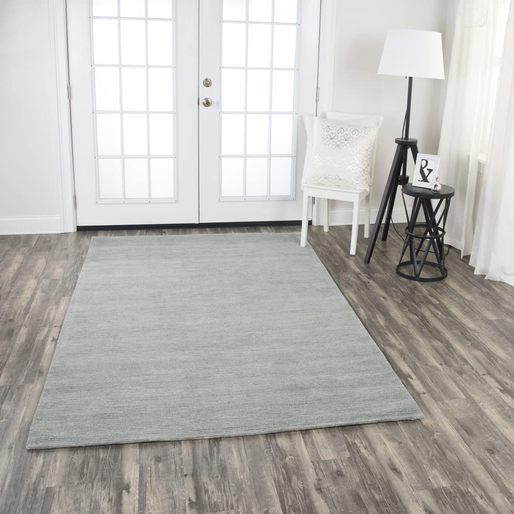 Rizzy Home | FA150B | Fifth Avenue Collection | Wool Area Rug | 8' x 10' | Grey/Gray/Rust/Blue Solid