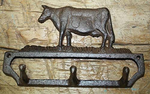 Antiques Vintage/Hooks Cast Iron/Coat Hook/Locker Rooms/Kitchens Cast Iron Antique Style Cow Towel Coat Hook Farm Hat Hooks Key Rack Man cave