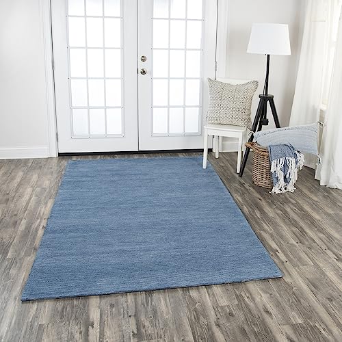 Rizzy Home | FA173B | Fifth Avenue Collection | Wool Area Rug | 8' x 10' | Blue/Gray/Rust/Blue Solid