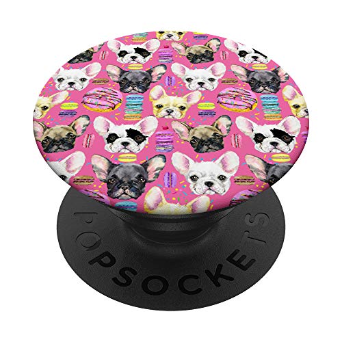 Pink Frenchie French Bulldog Dog Pattern Print Doggie PopSockets PopGrip: Swappable Grip for Phones & Tablets