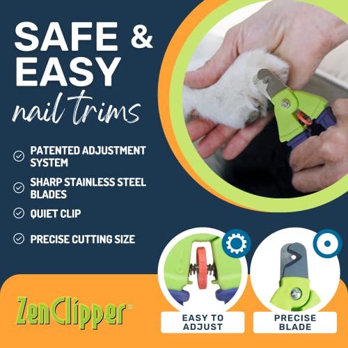 Zen Clipper Precise Safer Pet Nail Trimmer - Fully Adjustable Pet Nail Clipper for Dogs and Cats - Clips only The Amount of Nail You Chose Quick, Clean and Quiet Cut - Patented (Junior)