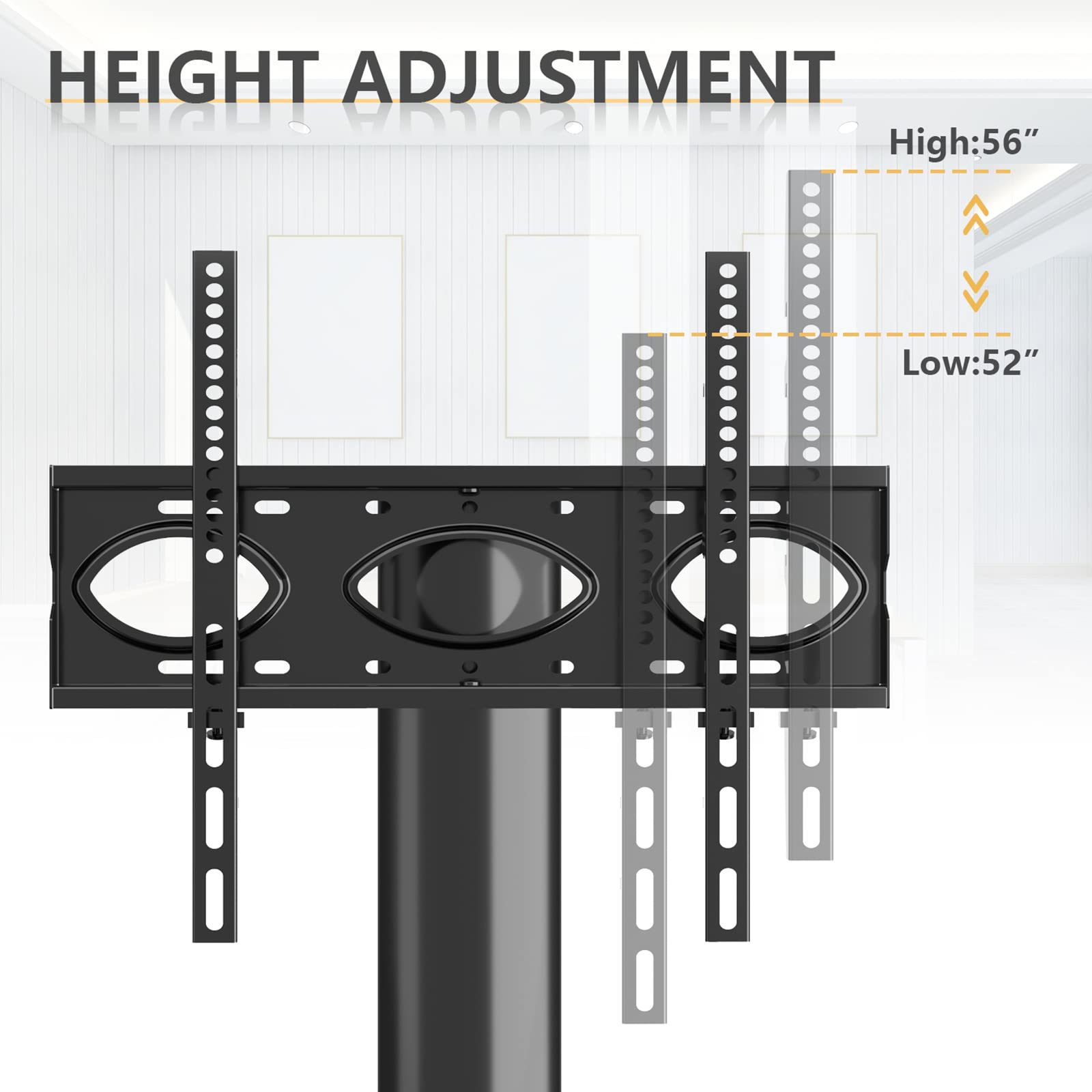 TAVR Furniture 4-Tiers Media Component TV Stand with Swivel Mount Audio Shelf and Height Adjustable Bracket, Black Floor TV Stand for 32-70 Inch LCD LED OLED Flat/Curved Screen TVs