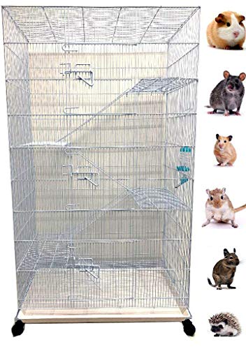 Extra Large 3/5-Levels Guinea Pig Hamster Rodent Degu Dagus Ferret Chinchilla Sugar Glider Squirrel Rat Mice Rabbit Cat Critter Cage (30" Wide x 18" Deep x 55" Tall, White)