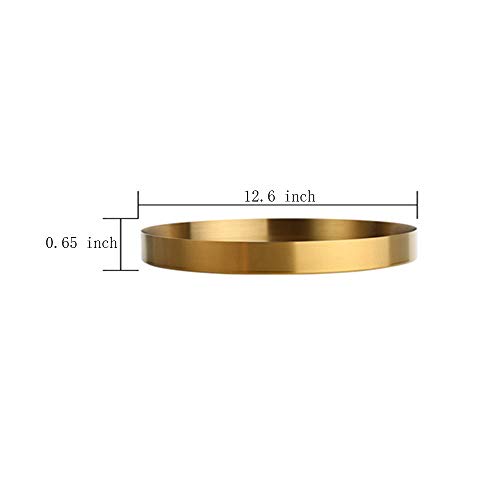 UniDes - Round Gold Tray,12.6 Inch Brass Decorative Tray for Modern Home,Stainless Steel Serving Tray for Vanity Organizer,Perfume, Coffee Table, Kitchen and Bathroom