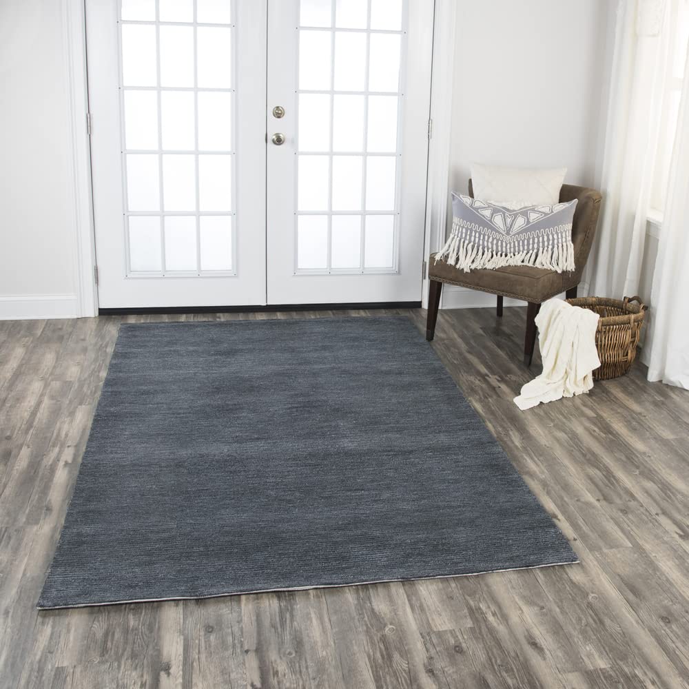 Rizzy Home | FA152B | Fifth Avenue Collection | Wool Area Rug | 8' x 10' | Dk. Grey/Gray/Rust/Blue Solid