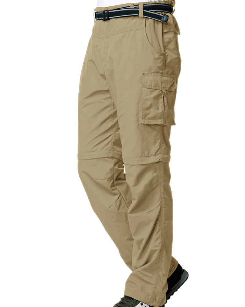 Jessie Kidden Mens Hiking Pants Convertible Quick Dry Lightweight Zip Off Outdoor Fishing Travel Safari Pants (225 Khaki 32)