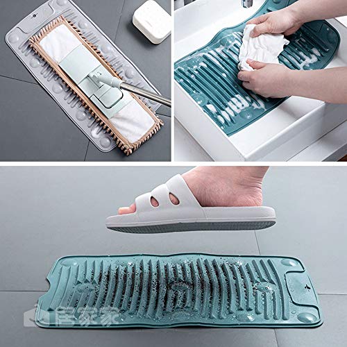 KUWEI Silicone Washboard Small Household Washboard Plastic Multifunctional Folding Mini Laundry Board Portable Creative Household Cleaning Tool(Blue)