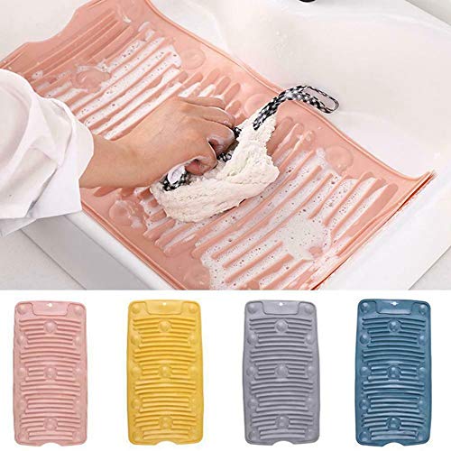 KUWEI Silicone Washboard Small Household Washboard Plastic Multifunctional Folding Mini Laundry Board Portable Creative Household Cleaning Tool(Blue)