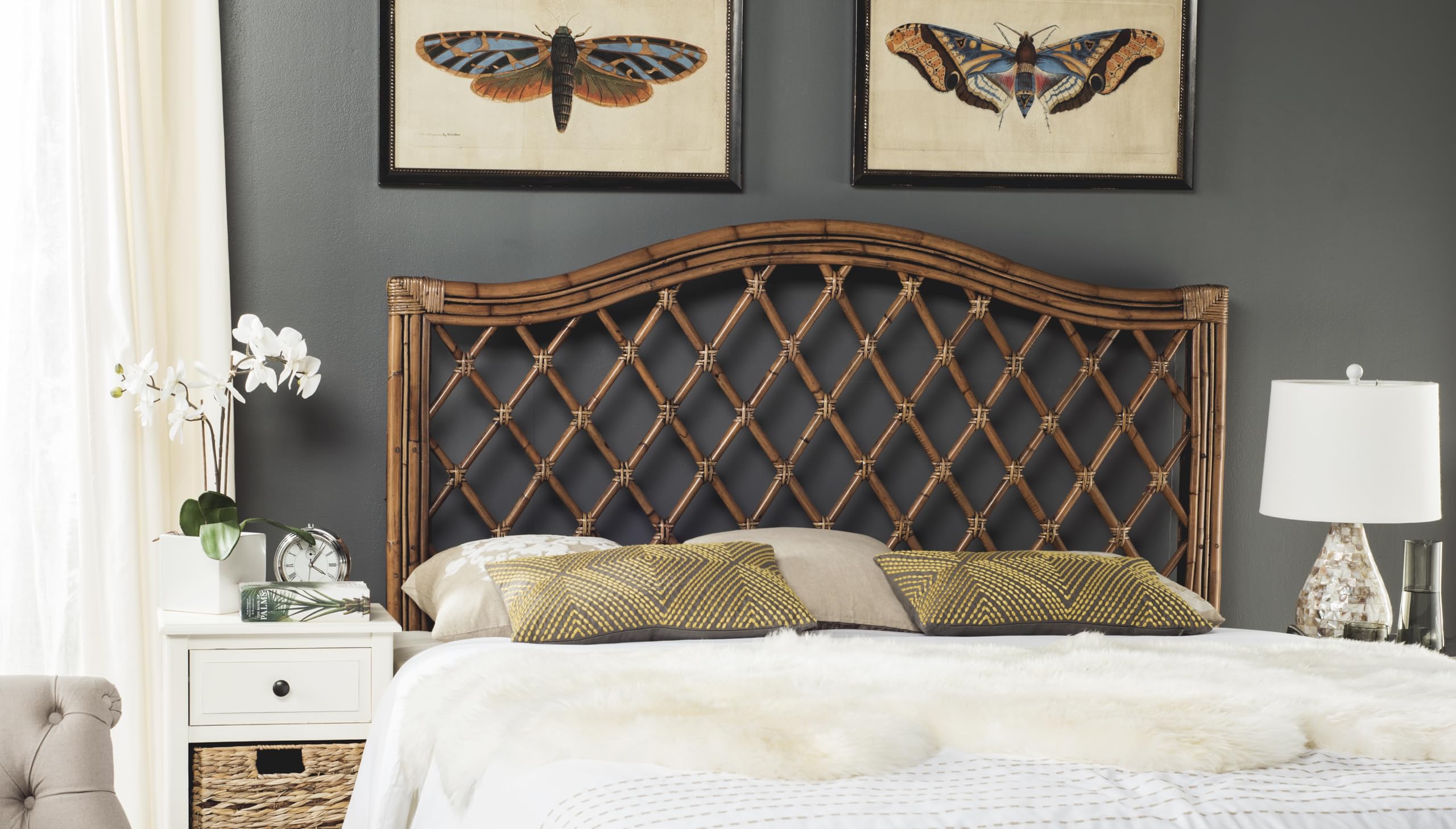 SAFAVIEH Home Collection Gabriella Brown & Multi Wicker Headboard, Full