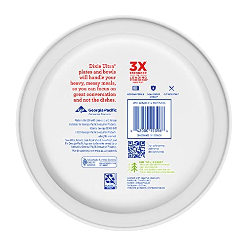 Dixie Ultra Disposable Paper Plates, 8 ½ inch, Lunch or Light Dinner Size Printed Disposable Plates, 300 count (10 Packs of 30 Plates), Packaging and Design May Vary