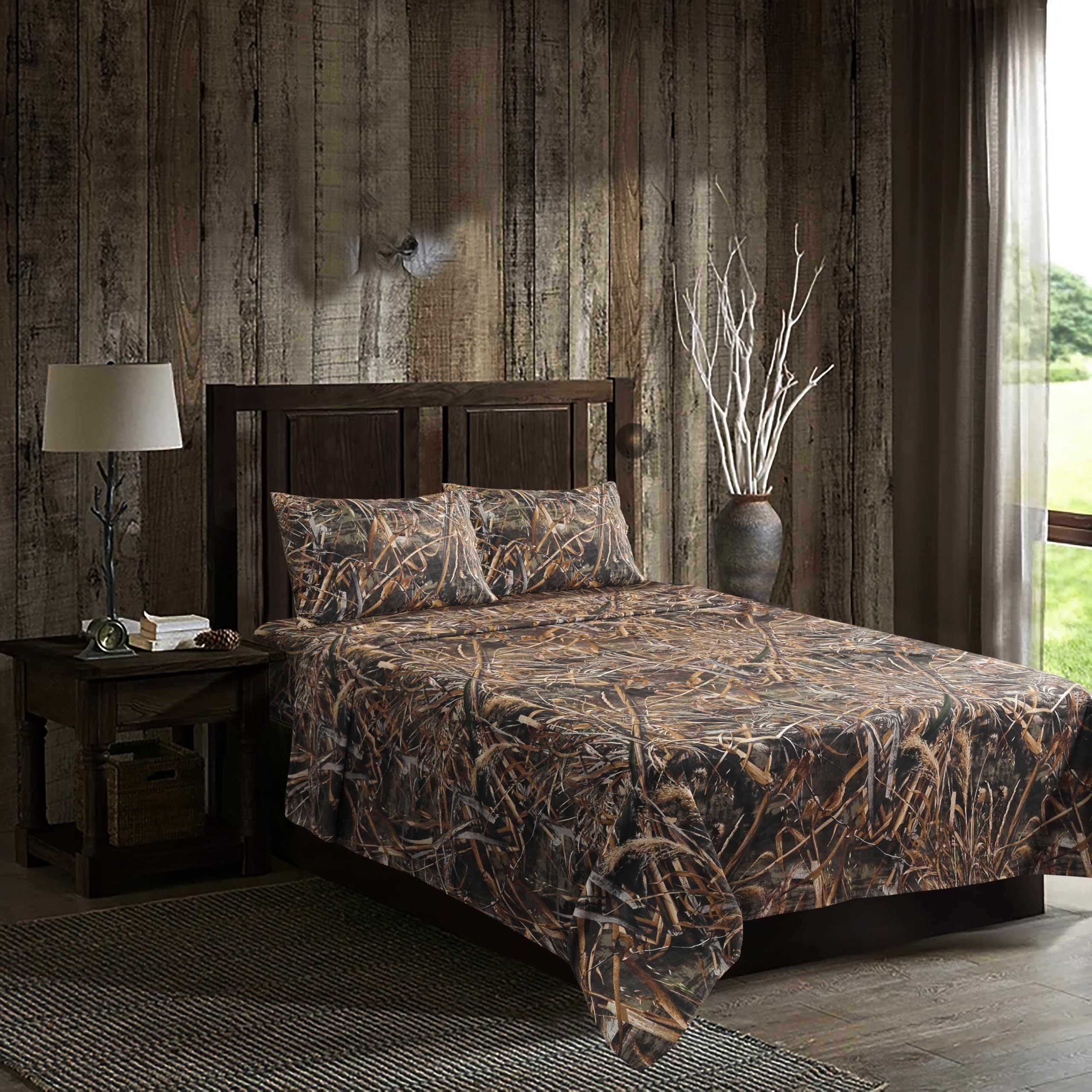 VISI-ONE Realtree Max-5 Camouflage Bed Sheets - 4 Piece Camo Bedding King - Premium Polycotton Hunting Sheet Set - Machine Washable Outdoor Bedding Set (King Size)