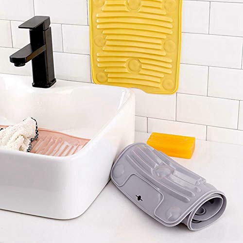 KUWEI Silicone Washboard Small Household Washboard Plastic Multifunctional Folding Mini Laundry Board Portable Creative Household Cleaning Tool(Blue)