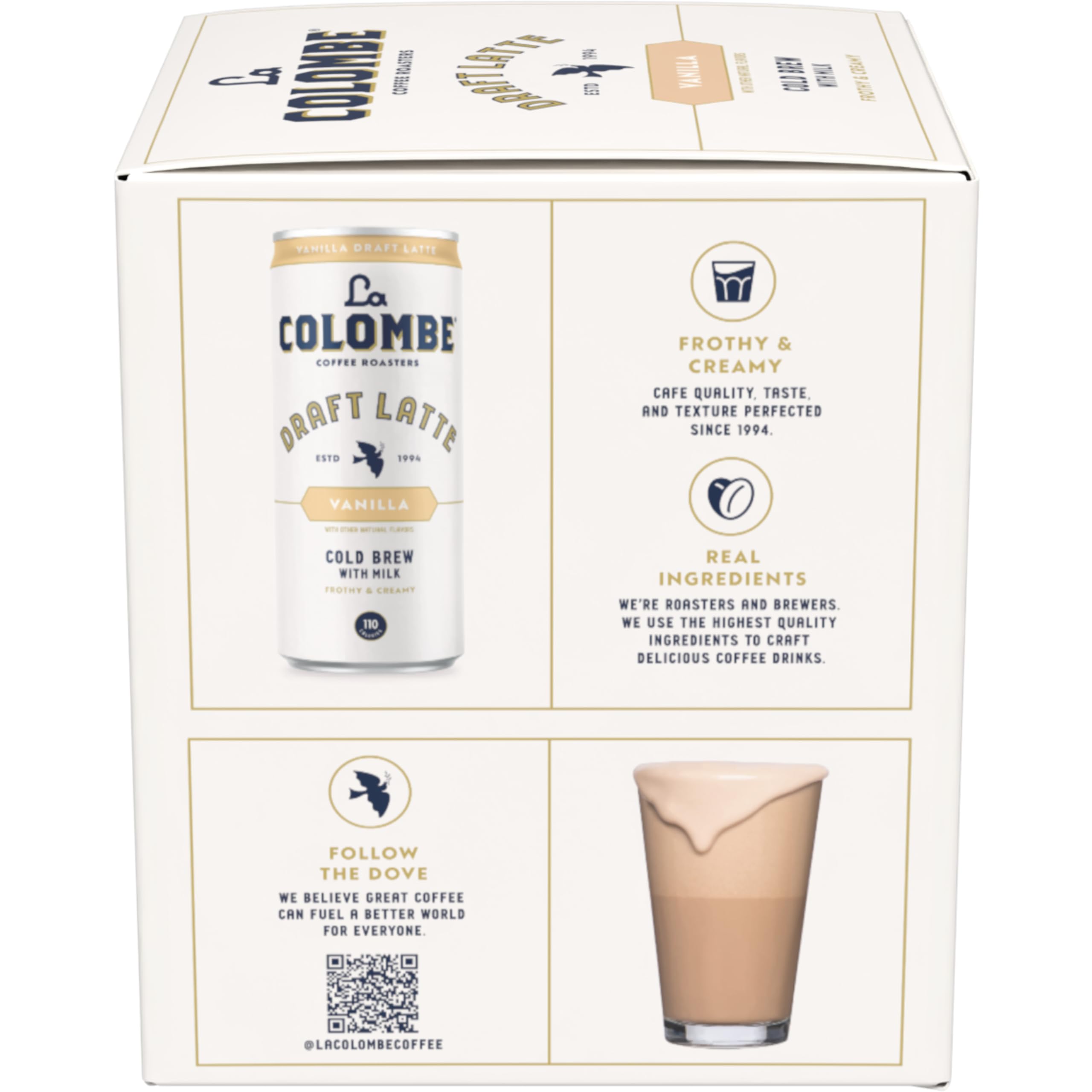 La Colombe Vanilla Draft Latte - 9 Fl. Oz. 4 Pack - 100% Arabica, Single-Origin, Brazilian Cold Brew Coffee with Lactose-Free Foamy Milk, Premium Coffee On the Go, 115mg Natural Caffeine