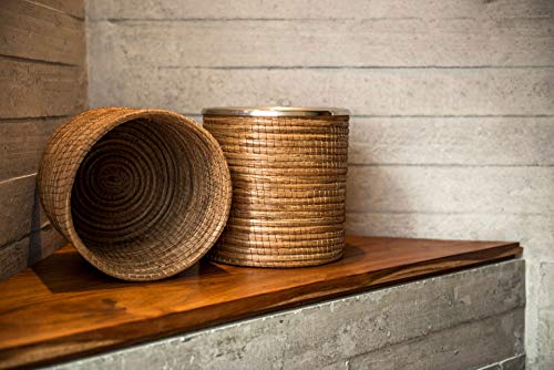 JOSE ARTESANO Pine Needle (Ocoxal) Waste Basket, 9.8 in x 9.8 in, Cylindrical, Wicker Trash Can, Natural, 100% Sustainable, Organic and Vegan