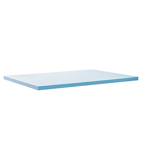 ZINUS 1.5 Inch Green Tea Cooling Gel Memory Foam Mattress Topper, Cooling Gel Foam, CertiPUR-US Certified, Full, Blue