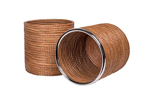 JOSE ARTESANO Pine Needle (Ocoxal) Waste Basket, 9.8 in x 9.8 in, Cylindrical, Wicker Trash Can, Natural, 100% Sustainable, Organic and Vegan