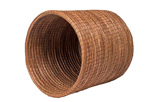 JOSE ARTESANO Pine Needle (Ocoxal) Waste Basket, 9.8 in x 9.8 in, Cylindrical, Wicker Trash Can, Natural, 100% Sustainable, Organic and Vegan