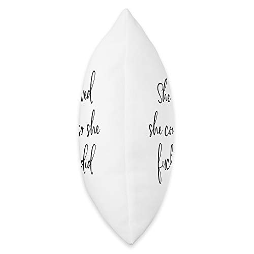 Inspirational Swear Word Quote - ElizaDesigns She Believed She Could So She Fucking Did Funny Quote Throw Pillow, 16x16, Multicolor