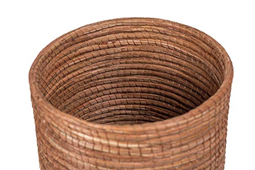 JOSE ARTESANO Pine Needle (Ocoxal) Waste Basket, 9.8 in x 9.8 in, Cylindrical, Wicker Trash Can, Natural, 100% Sustainable, Organic and Vegan