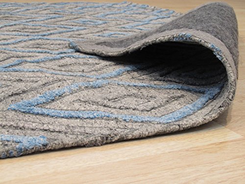 EORC Gray Handmade Wool & Viscose Raga Rug Luxurious Area Rug for Adding a Modern and Elegant Touch to Your Living Room, Bedroom, or Office Décor
