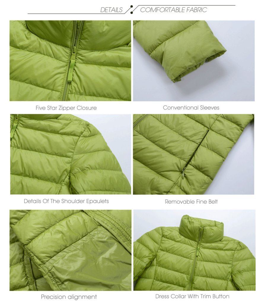 Miya Women's Packable Ultra light Weight Short Down Jacket Coat Stand collar-01Coffee Medium
