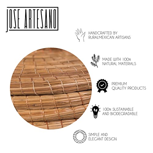 JOSE ARTESANO Pine Needle (Ocoxal) Waste Basket, 9.8 in x 9.8 in, Cylindrical, Wicker Trash Can, Natural, 100% Sustainable, Organic and Vegan