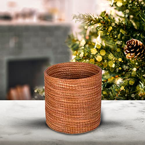 JOSE ARTESANO Pine Needle (Ocoxal) Waste Basket, 9.8 in x 9.8 in, Cylindrical, Wicker Trash Can, Natural, 100% Sustainable, Organic and Vegan