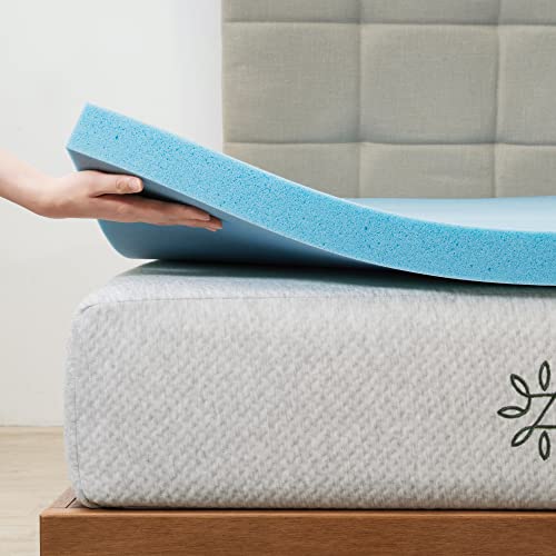 ZINUS 3 Inch Green Tea Cooling Gel Memory Foam Mattress Topper, Cooling Gel Foam, CertiPUR-US Certified, Queen, Blue