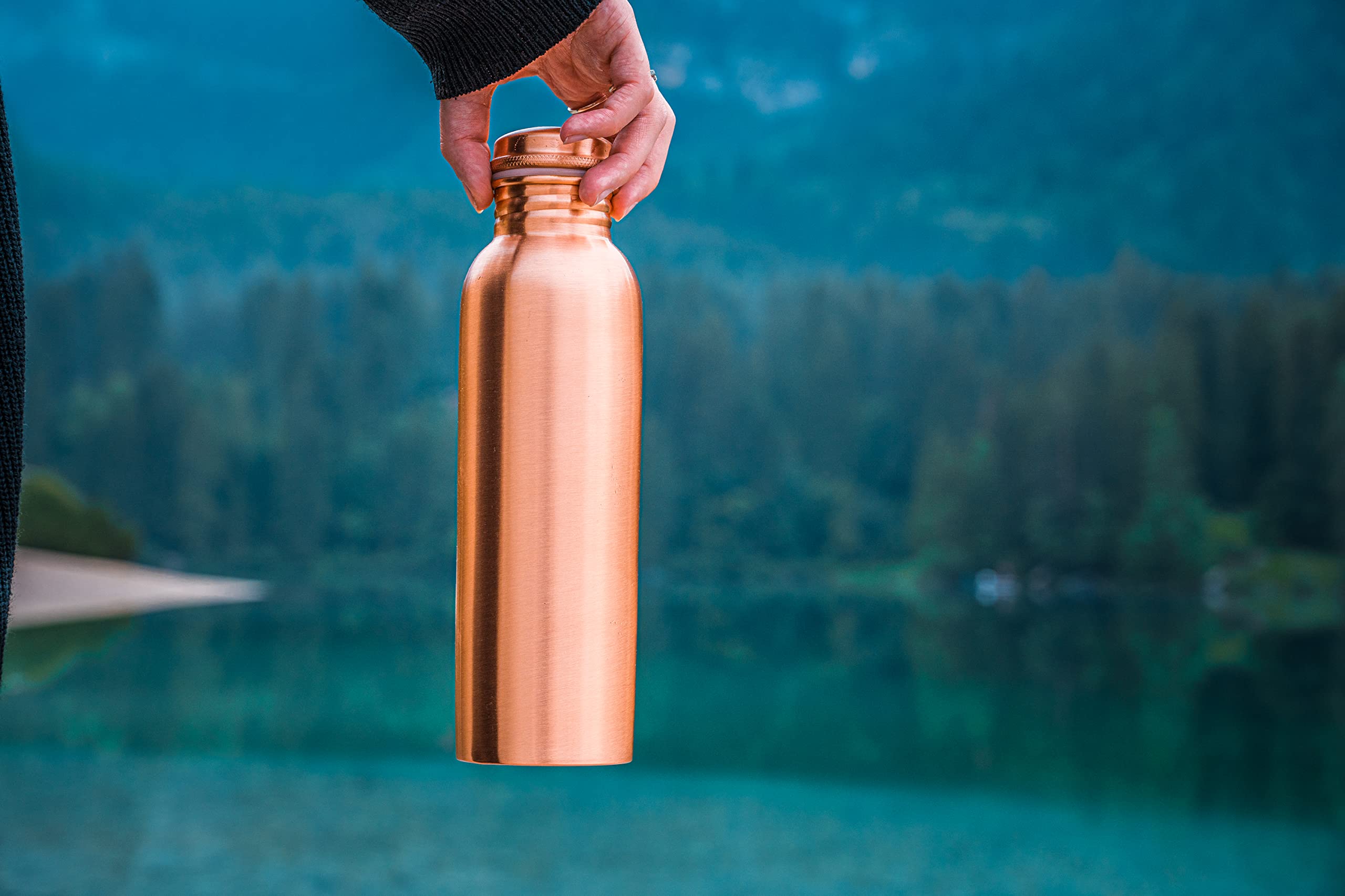 Kosdeg Copper Water Bottle 34oz / 1 Litre - A Handcrafted Leak Proof Ayurvedic Pure Copper Vessel For Drinking- Drink More Water, Lower Your Sugar Intake and Enjoy The Health Benefits Immediately