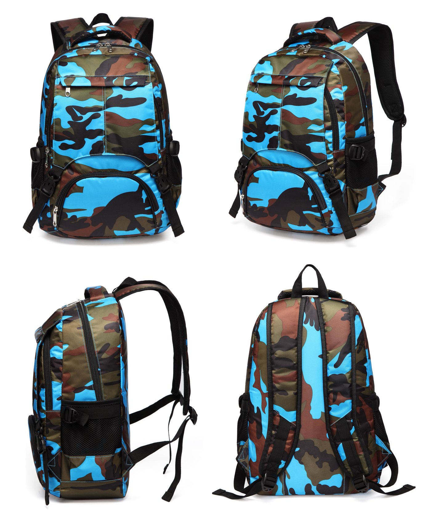 BLUEFAIRY Kids Backpack for Boys Elementary Primary Middle School Book Bags Bookbags Back to School Bags Large Compartment Mochila Escolar para Niños Camouflage Blue