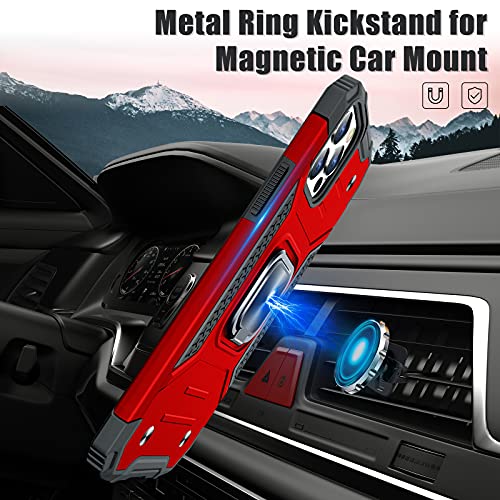 JAME Case for iPhone 12 Pro Max Case with Screen Protectors 2Pcs, Military-Grade Drop Protection Cover, Protective Phone Cases, with Ring Kickstand, Bumper Case for iPhone 12 Pro Max 6.7β Red