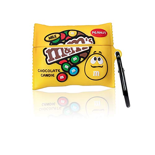 N+V Compatible with Airpods Pro Case Cover,Stylish Chic Food Character Skin Keychain,Cute 3D Funny Cartoon Food MM Chocolate Soft Silicone Protective Airpods Cover,for Girls Boys Teens Kids (Yellow)