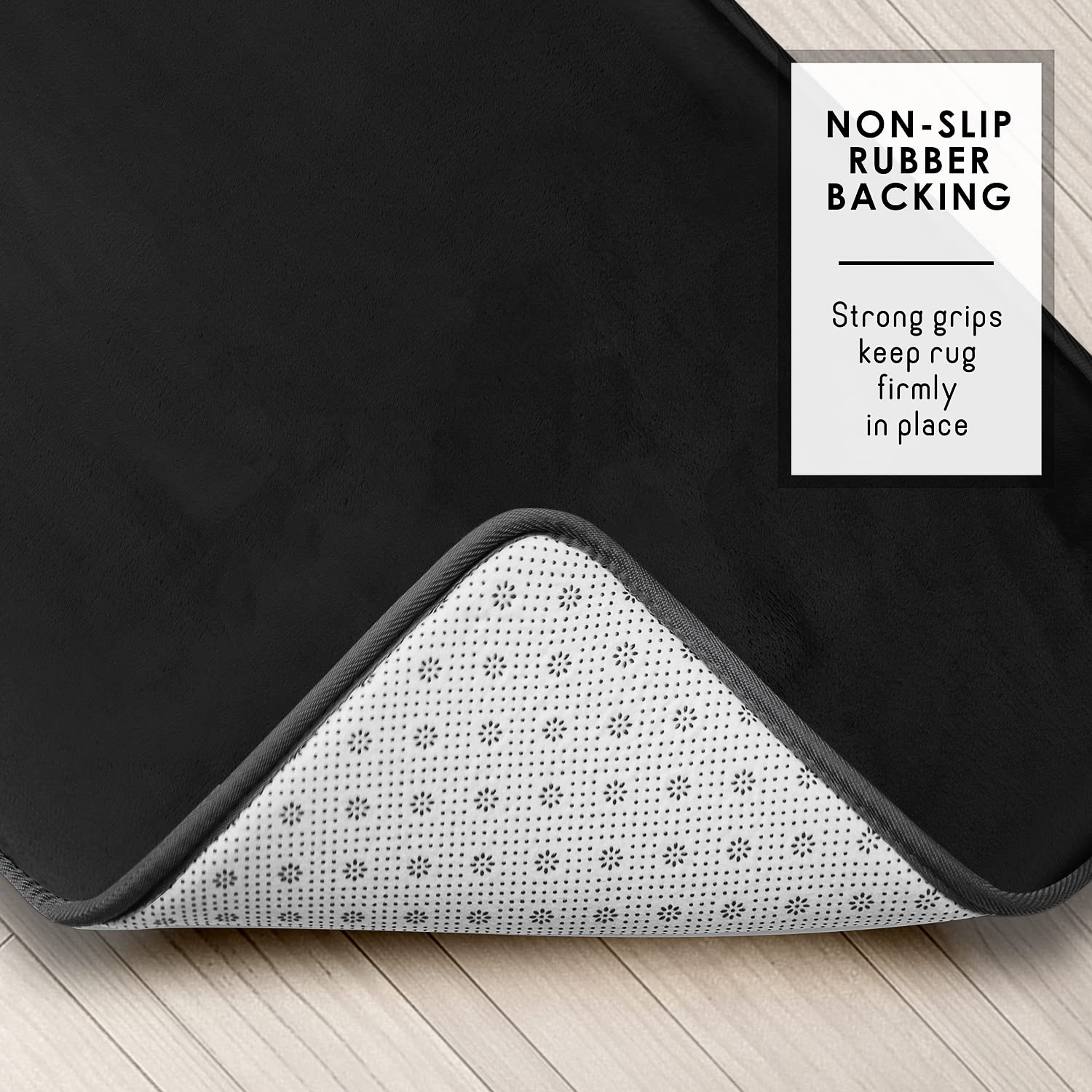 Clara Clark 3 Piece Bathroom Rugs Bath Mat Set, Velvet Memory Foam Bath Mats for Bathroom - Non-Slip, PVC Backing Bath Rugs, Washable Bathroom Rug Mats - Dries Quickly, Black Bathroom Rug Set