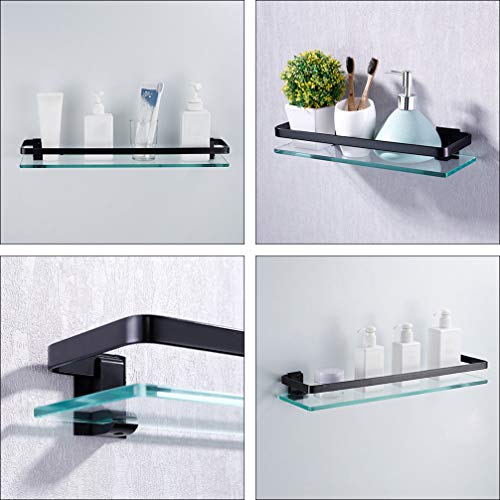 Cabilock Bathroom Glass Shelf Floating Wall Mounted Shower Organizer Cosmetic Toiletries Storage Holder for Kitchen Bathroom