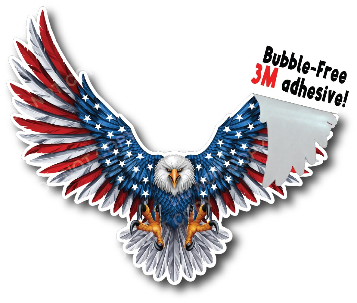 Pack of 2 Bald Eagle American Flag Sticker Decal for Car Truck Window Bumper Wall - 4" x 3.6" Safe for Vehicle Paint - American Made - Free 3M Peel and Stick Vinyl